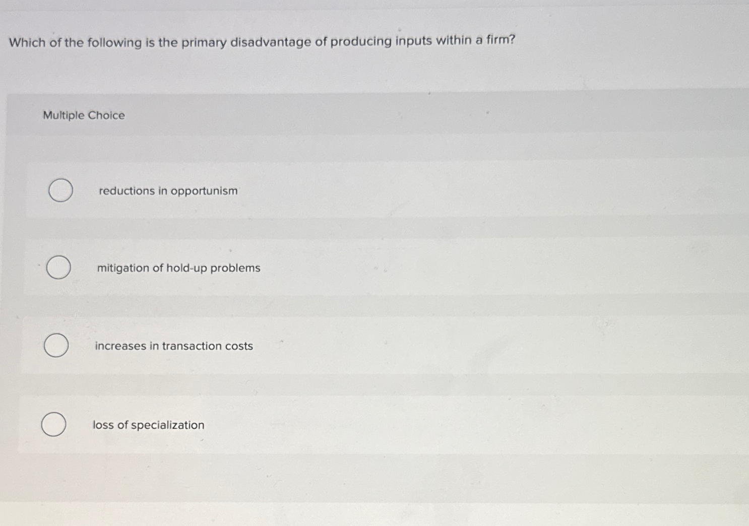 Solved Which of the following is the primary disadvantage of | Chegg.com