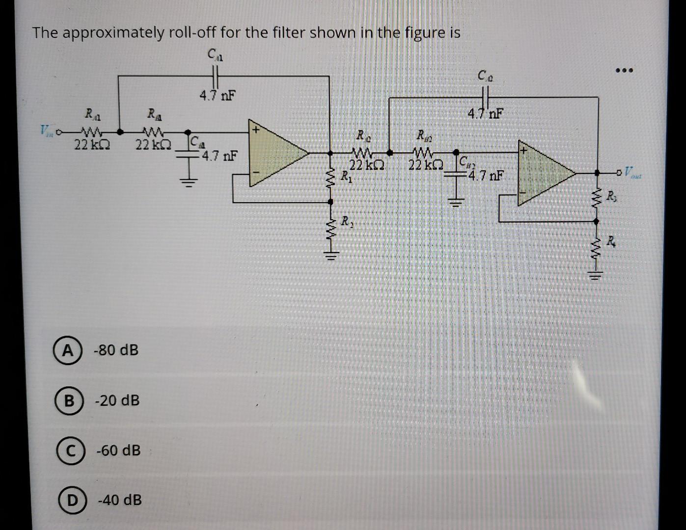 Solved The approximately roll-off for the filter shown in | Chegg.com