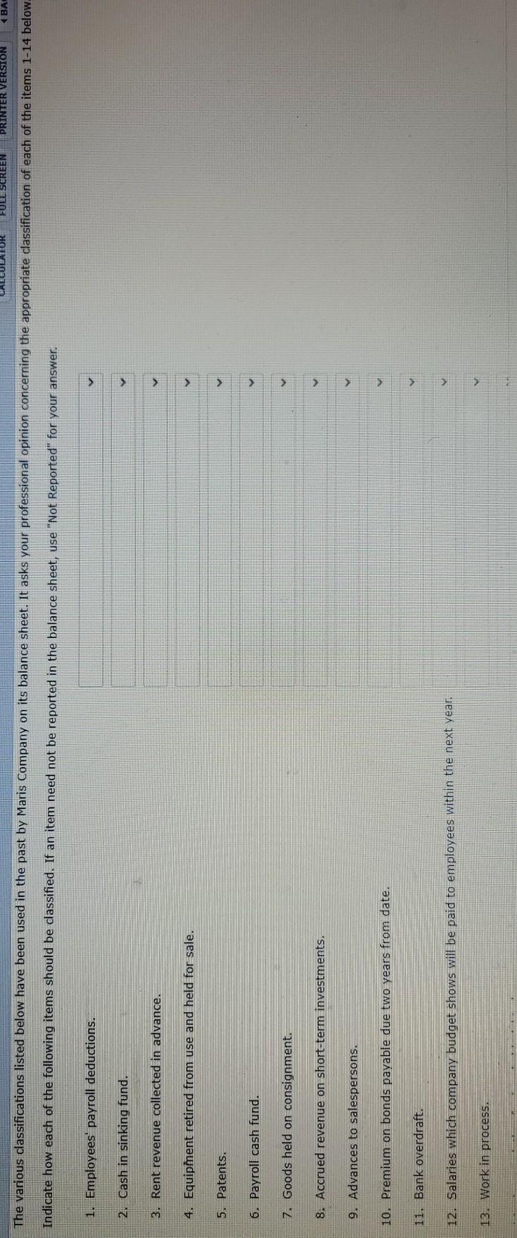 Solved CALCULATOR REEN PRINTER VERSION BAC The various | Chegg.com