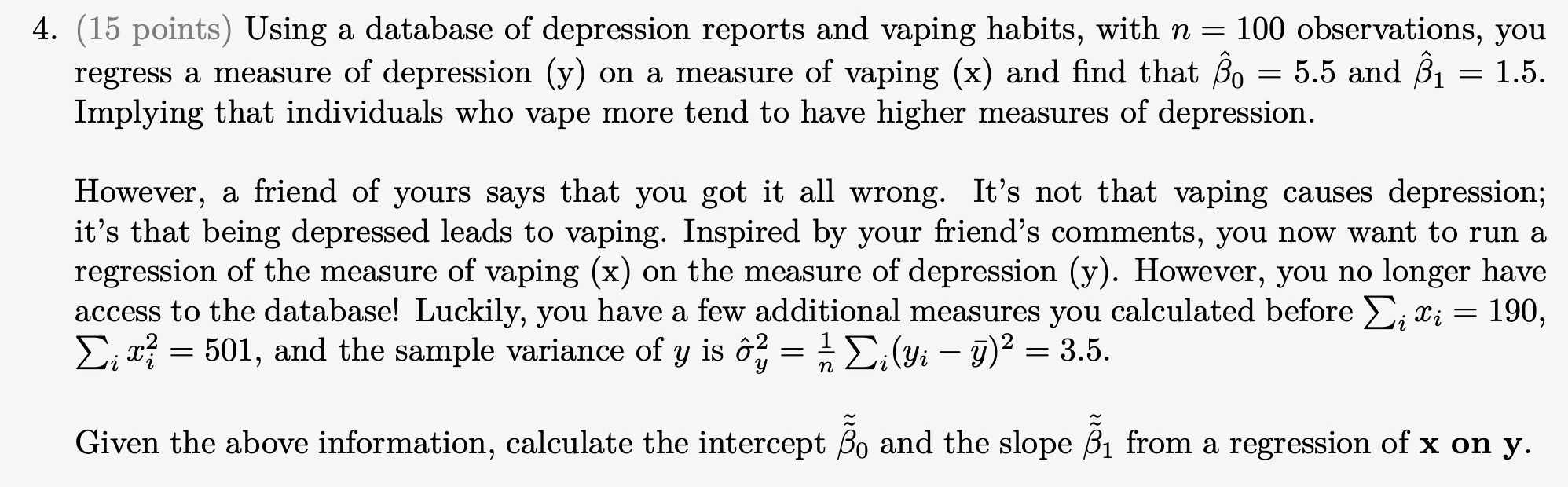 Solved (15 ﻿points) ﻿Using a database of depression reports | Chegg.com