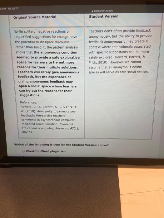5 PM Fri Jul 17 plagiarism.iu.edu Student Version | Chegg.com