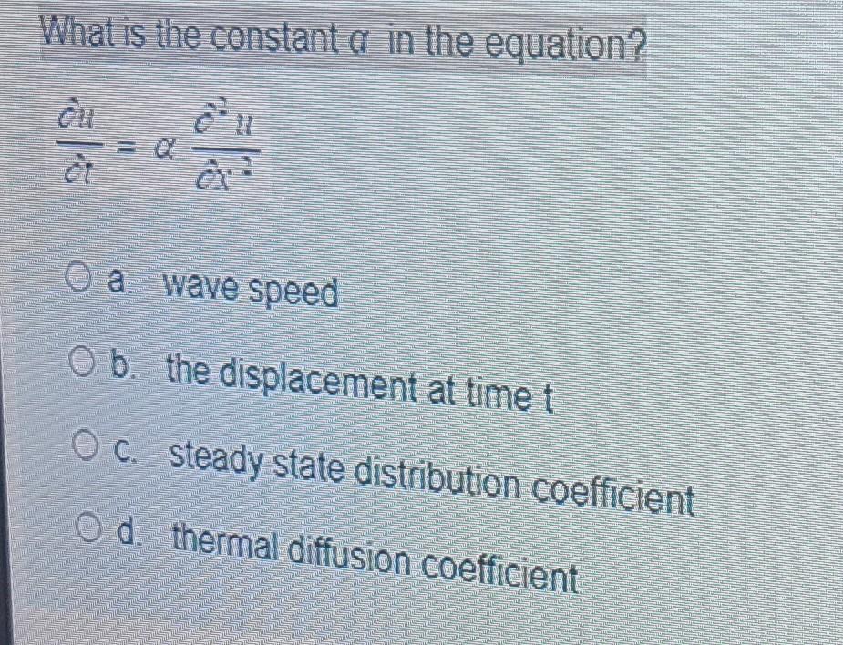 Solved What is the constant a in the equation? 自 e or or O a | Chegg.com