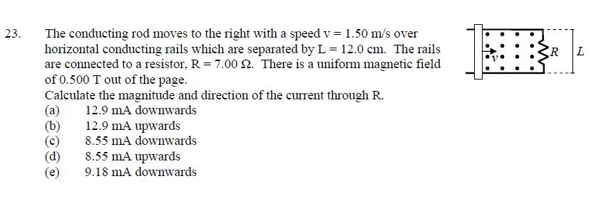 Solved The conducting rod moves to the right with a speed v | Chegg.com