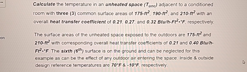 Solved Calculate the temperature in an unheated space | Chegg.com