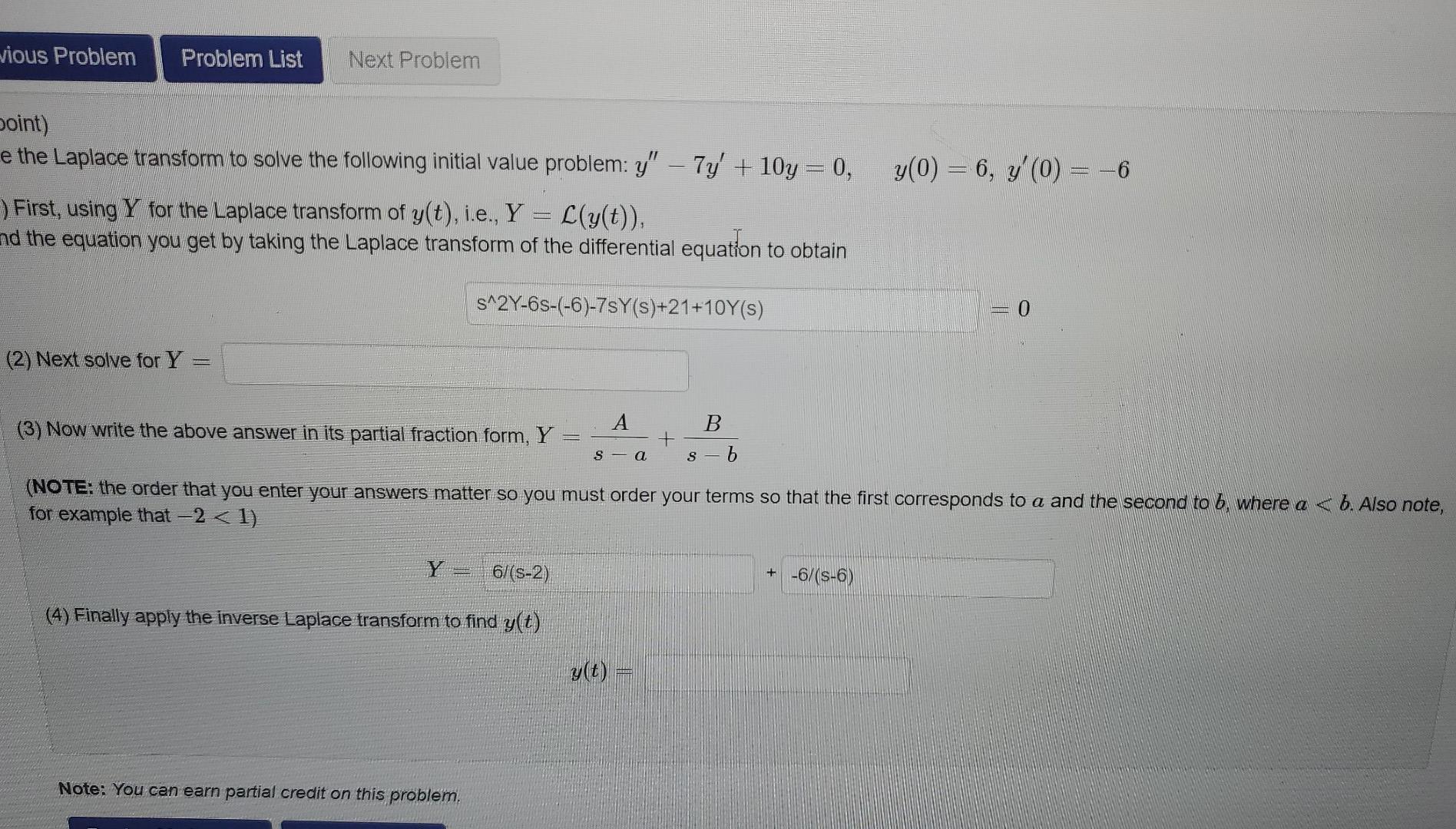 Solved vious Problem Problemn List Next Problem point) e the | Chegg.com