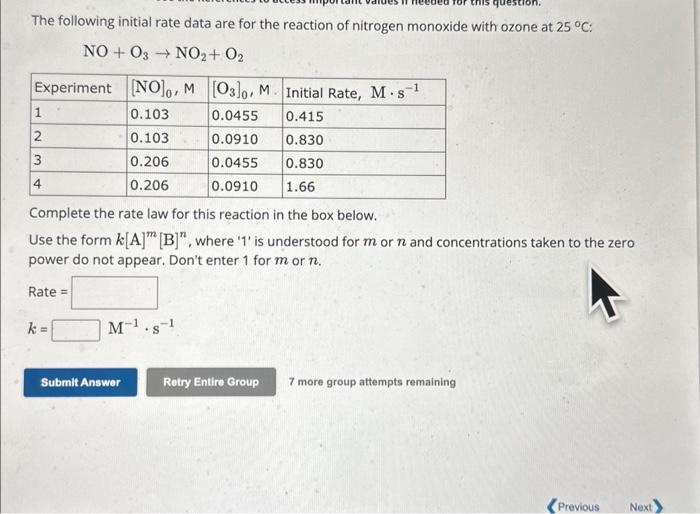 Solved The following initial rate data are for the oxidation | Chegg.com