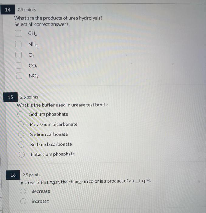Solved What are the products of urea hydrolysis? Select all | Chegg.com