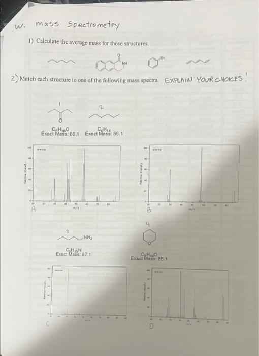 Solved 1) Calculate the average mass for these structures. | Chegg.com