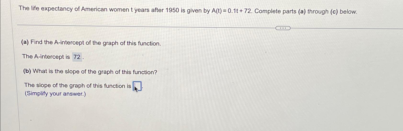 Solved The life expectancy of American women t ﻿years after | Chegg.com