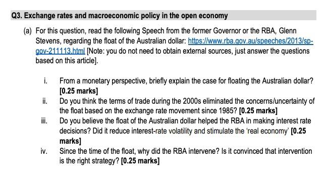 Solved Q3. Exchange rates and macroeconomic policy in the | Chegg.com
