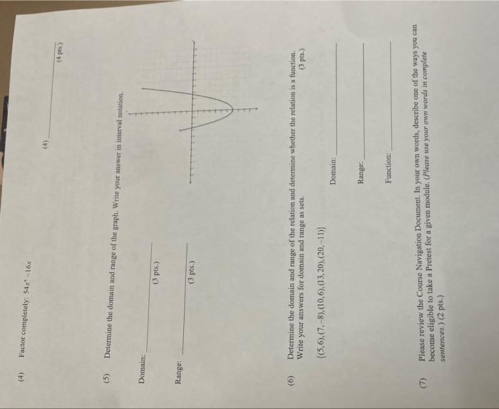 Solved 5 Determine The Domain And Range Of The Graph