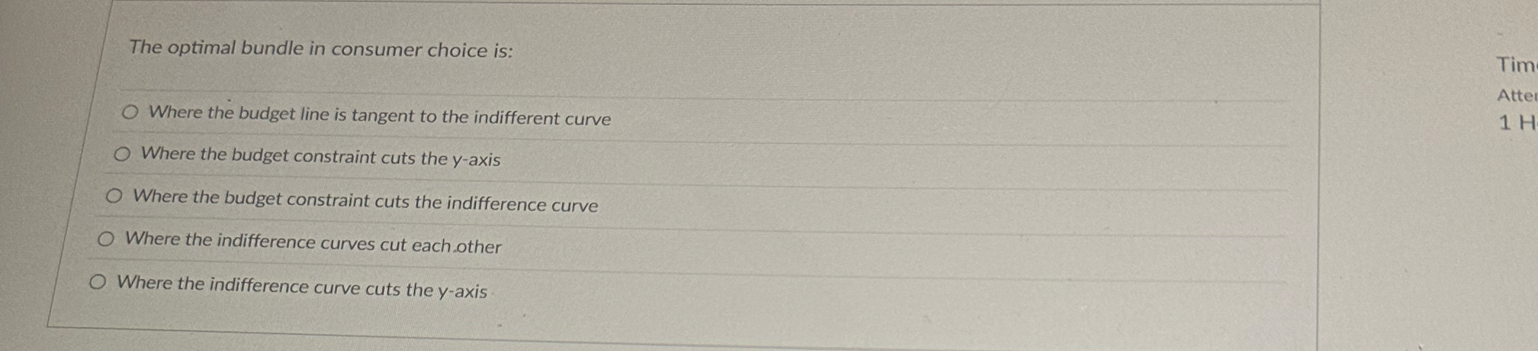 The optimal bundle in consumer choice is:Where the | Chegg.com