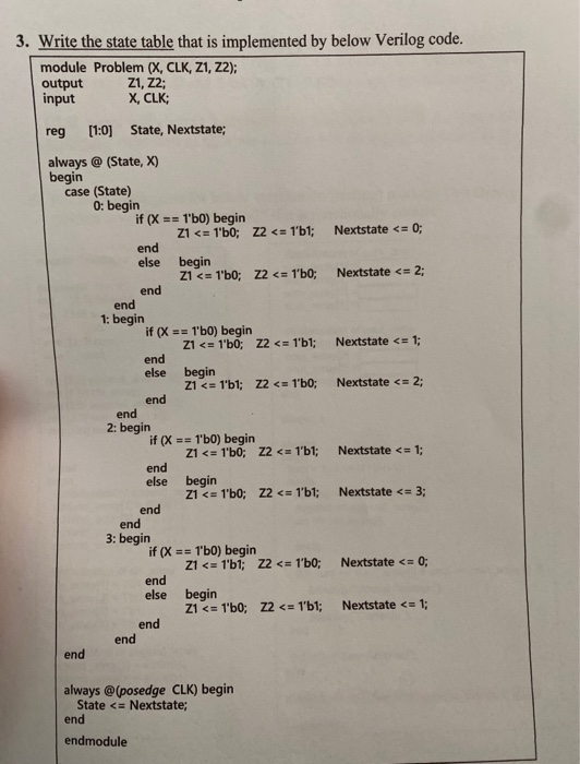Solved 3. Write the state table that is implemented by below | Chegg.com