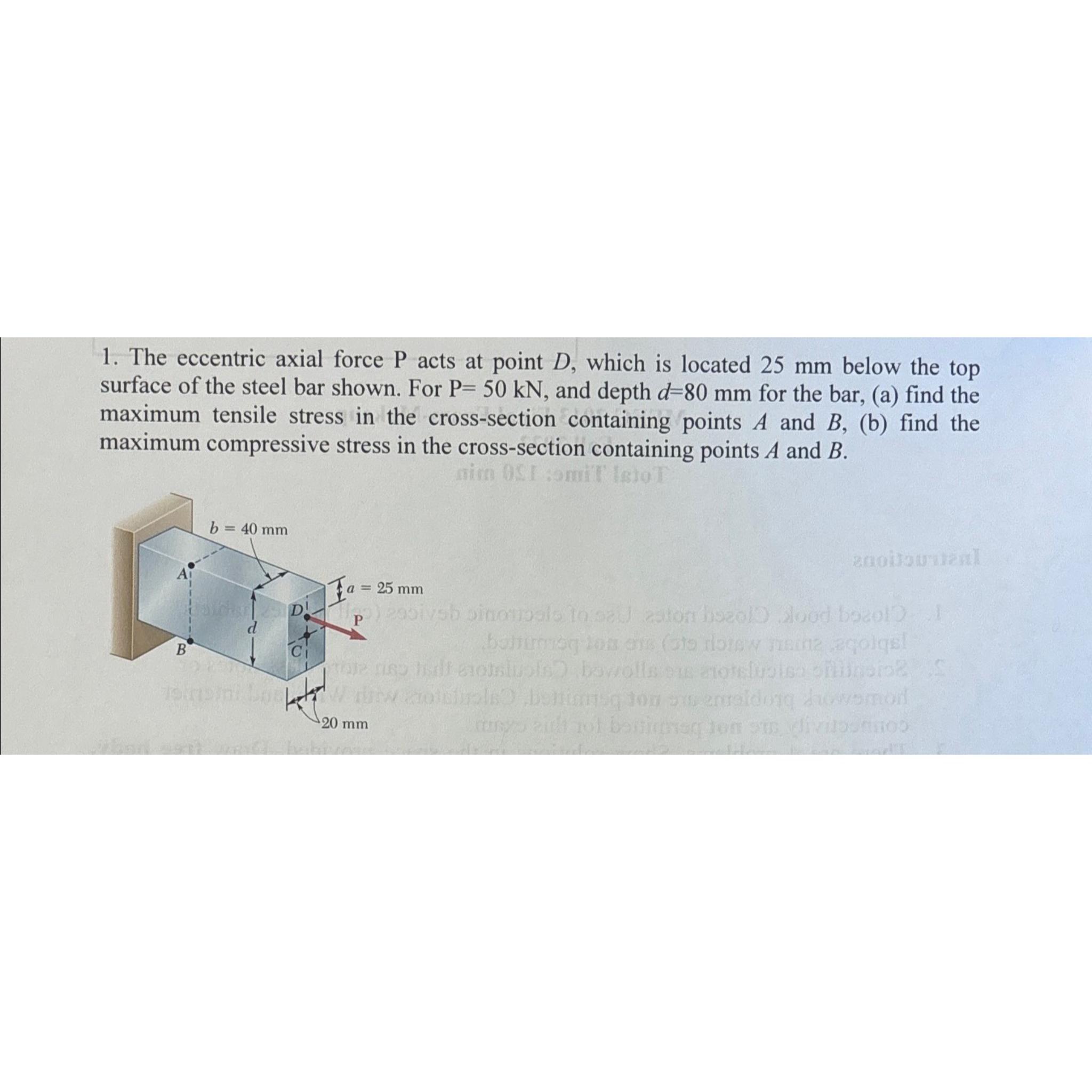 Solved The eccentric axial force P ﻿acts at point D, ﻿which | Chegg.com