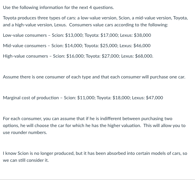 Solved Use the following information for the next 4 | Chegg.com