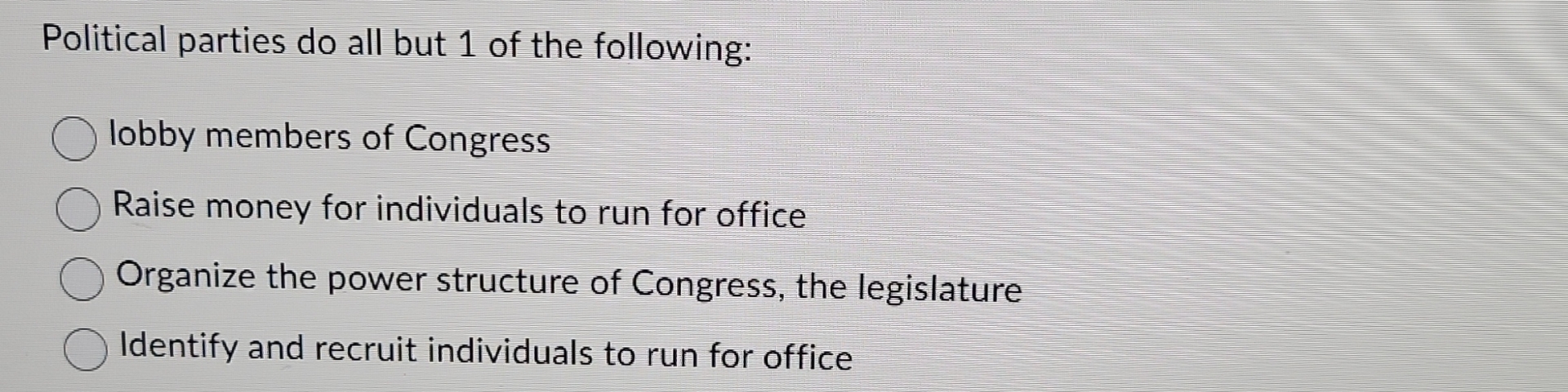 Solved Political parties do all but 1 ﻿of the | Chegg.com