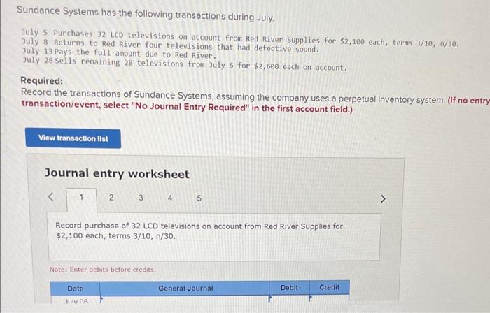 Solved Sundance Systems has the following transactions | Chegg.com