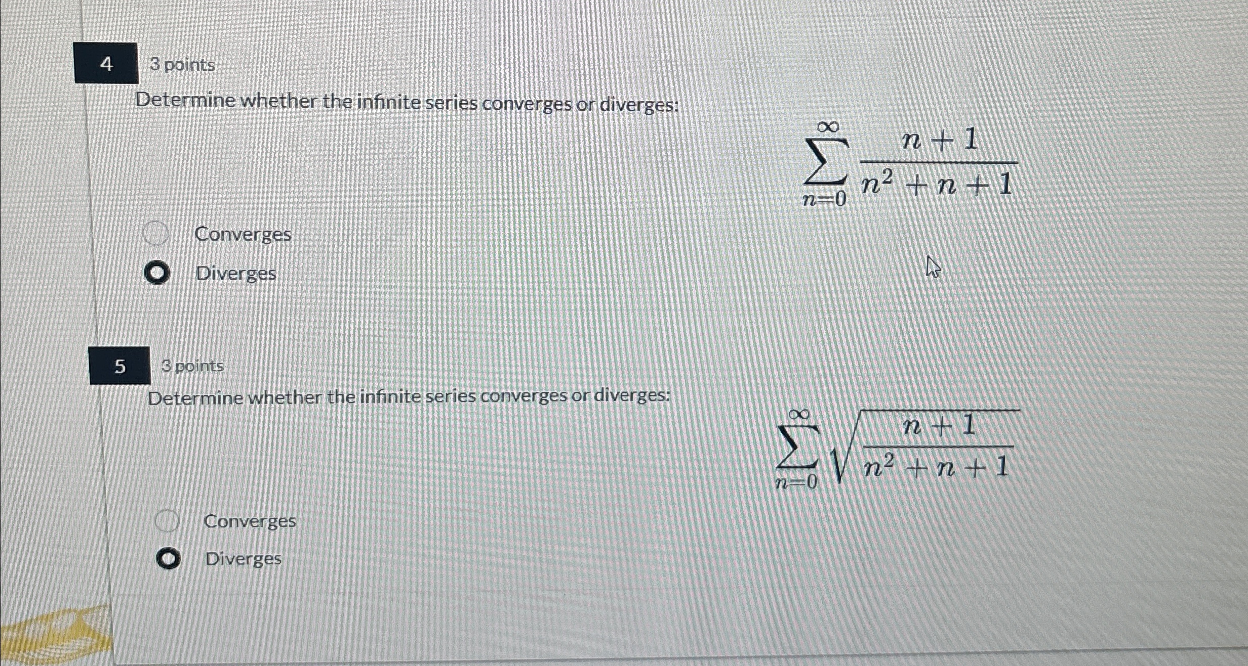 Solved 43 ﻿pointsDetermine whether the infinite series | Chegg.com