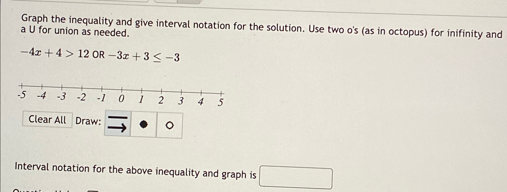 Solved Graph the inequality and give interval notation for | Chegg.com