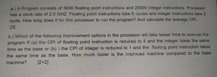 Solved a.) ﻿A Program consists of 5000 ﻿floating point | Chegg.com