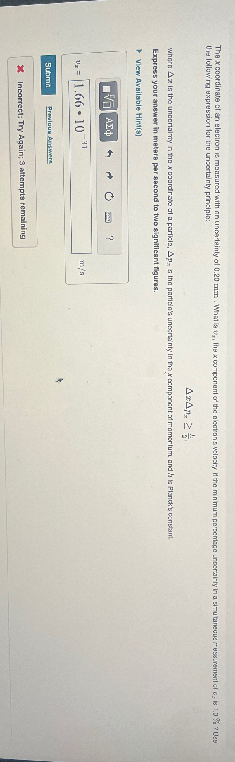Solved the following expression for the uncertainty | Chegg.com