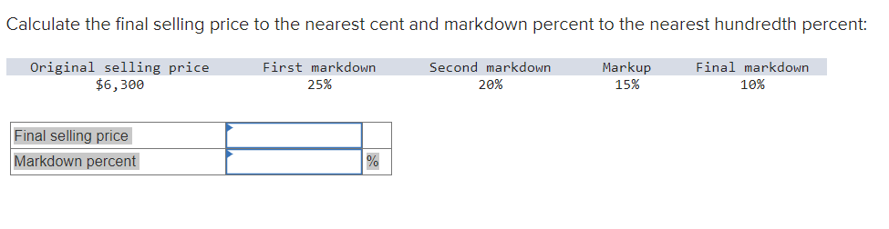 Solved Calculate the final selling price to the nearest cent | Chegg.com