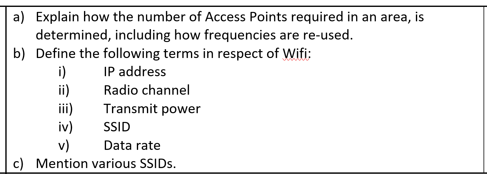 Solved a) ﻿Explain how the number of Access Points required | Chegg.com