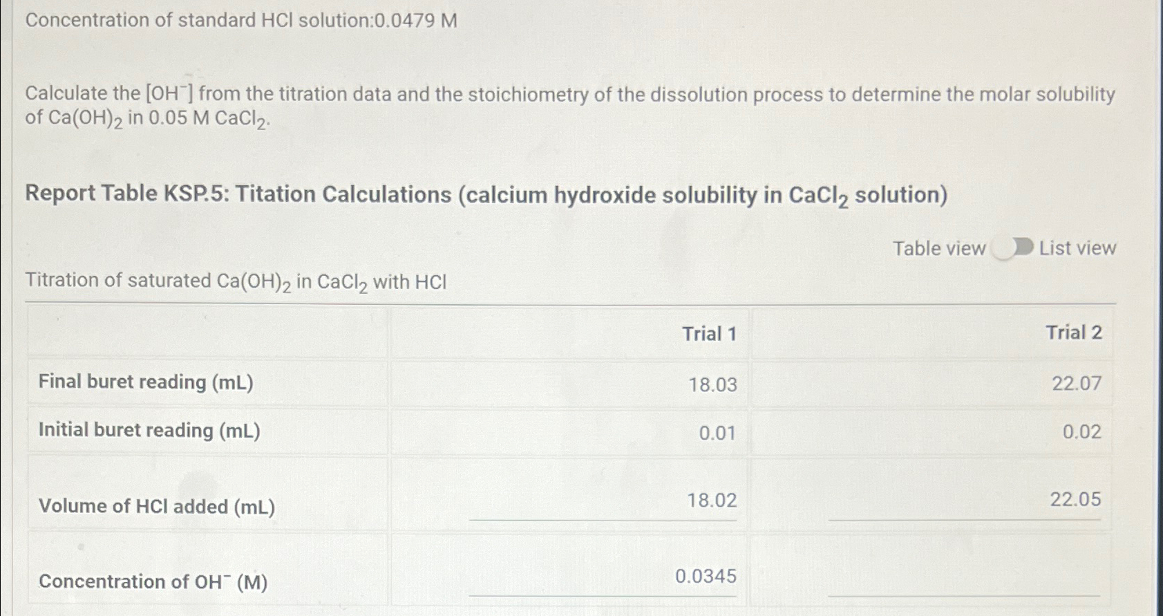 Solved Concentration of standard HCl ﻿solution: | Chegg.com