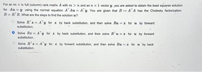 Solved For an m×n full (column) rank matrix A with m>n and | Chegg.com