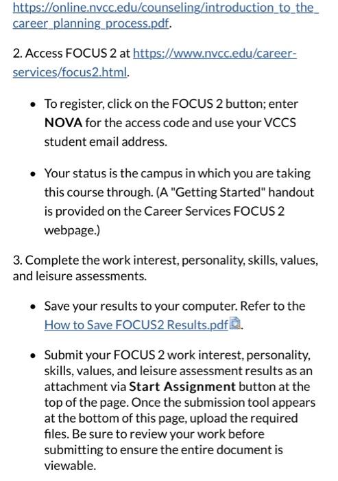 Purpose Assess your work interest, personality, | Chegg.com