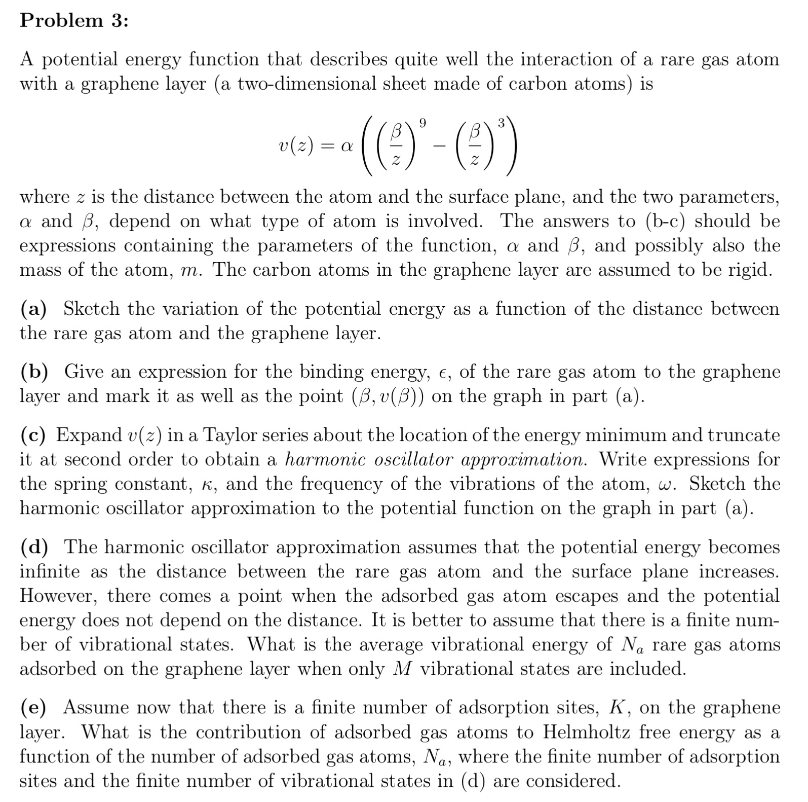 Solved Problem 3:A potential energy function that describes | Chegg.com
