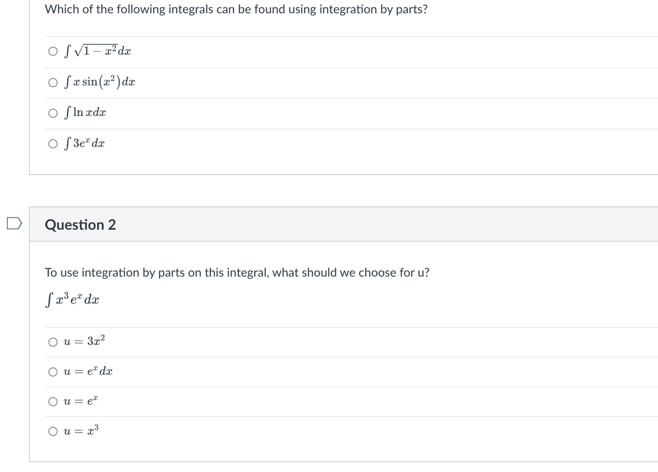 Solved Which of the following integrals can be found using | Chegg.com