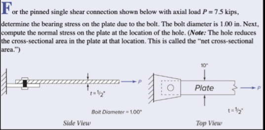 Fi ﻿or the pinned single shear connection shown below | Chegg.com