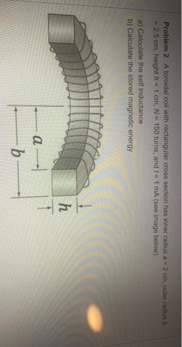 Solved Problem 2. A toroidal coil with rectangular cross | Chegg.com