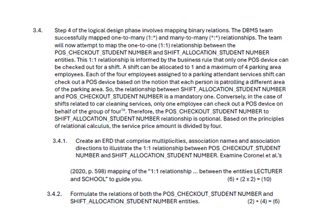 Solved 3.4. ﻿Step 4 ﻿of the logical design phase involves | Chegg.com