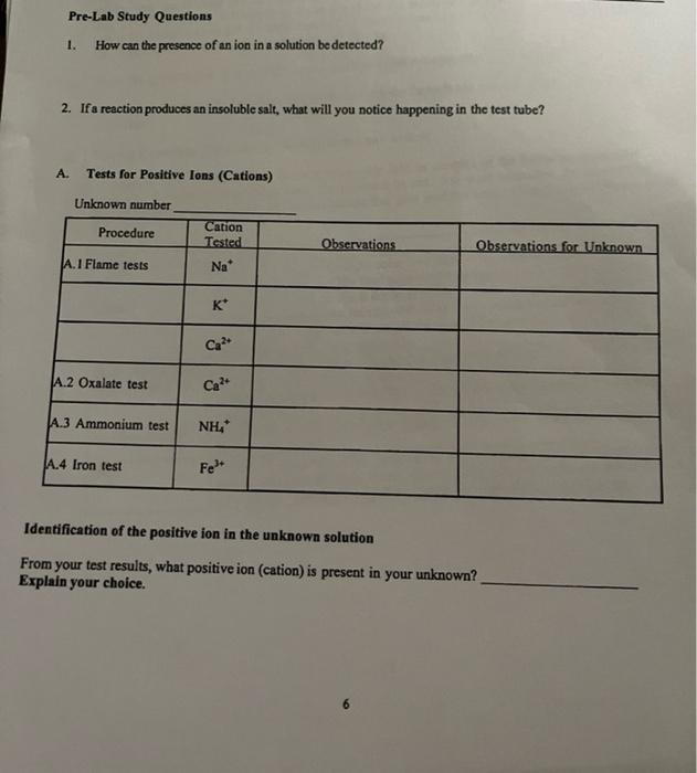 Solved Pre-Lab Study Questions 1. How can the presence of an | Chegg.com