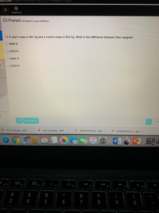 Solved on.com Objectives 03:Pretest Newton's Laws of Motion | Chegg.com