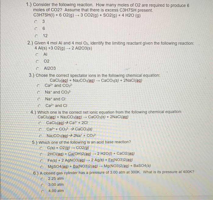 Solved 1.) Consider the following reaction. How many moles | Chegg.com