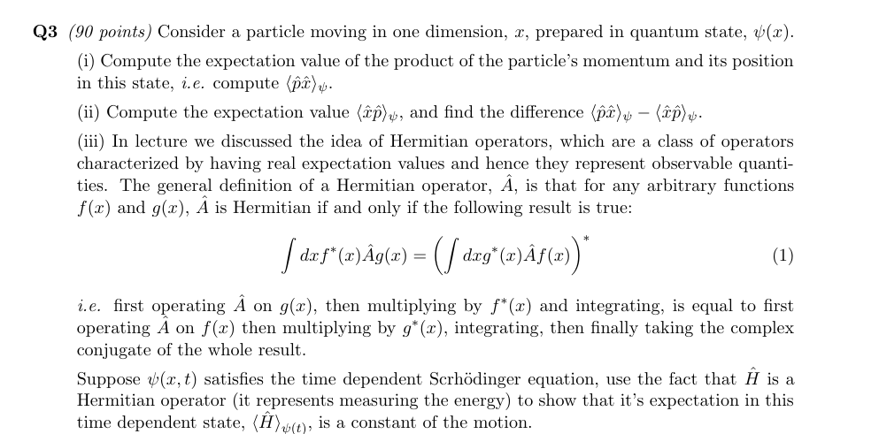 Solved Q3 ﻿Consider a particle moving in one dimension, x, | Chegg.com
