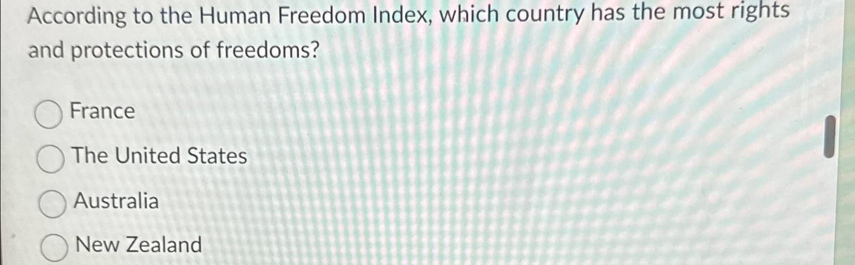 Solved According to the Human Freedom Index, which country | Chegg.com