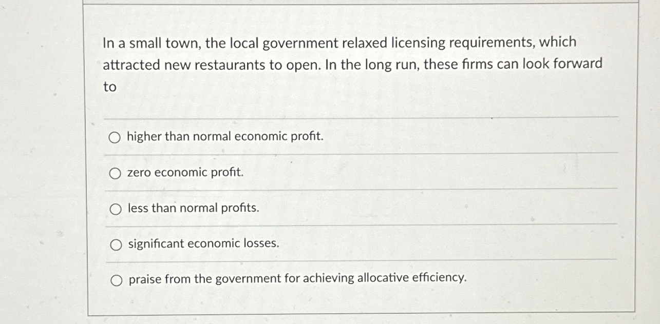 Solved In a small town, the local government relaxed | Chegg.com