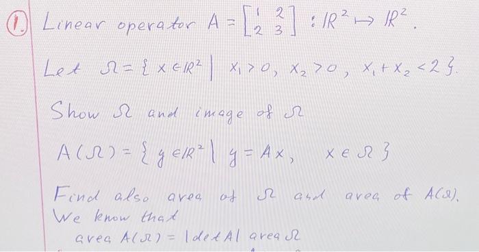 Solved Linear operator A=[1223]:R2↦R2. Let | Chegg.com