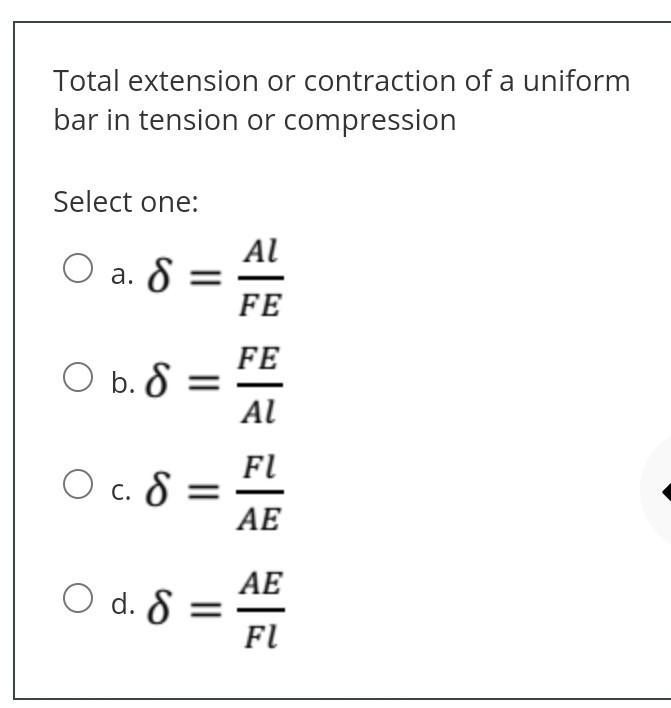 Solved Total extension or contraction of a uniform bar in | Chegg.com