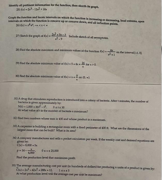 Solved Identify all pertinent information for the function, | Chegg.com