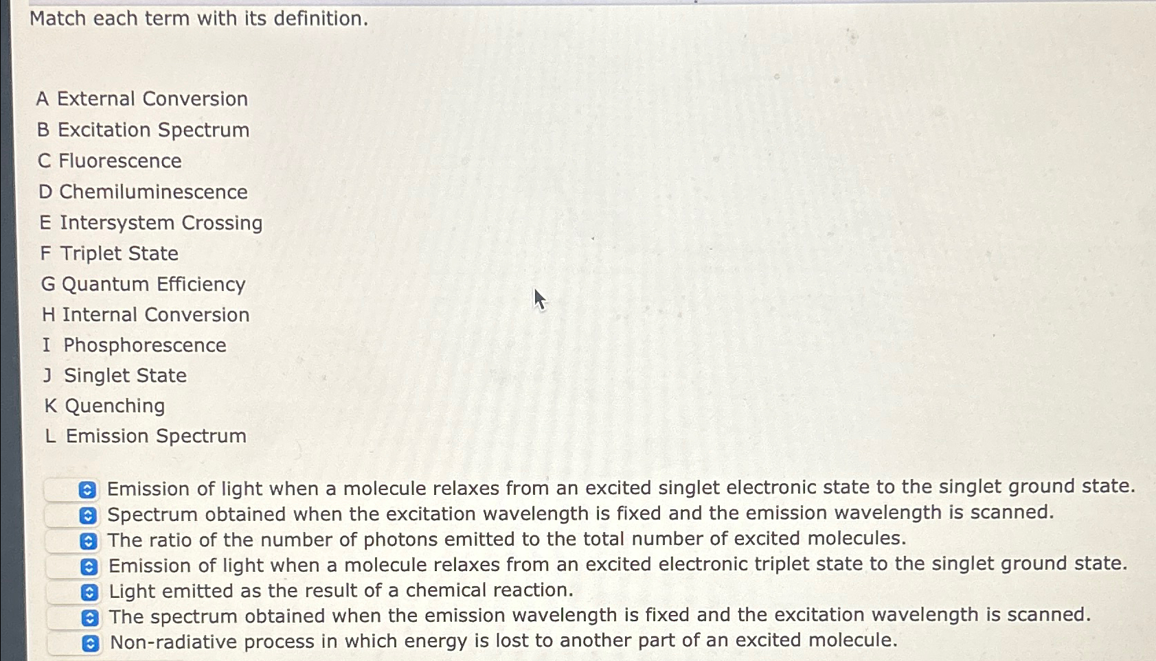 Solved Match each term with its definition.A External | Chegg.com