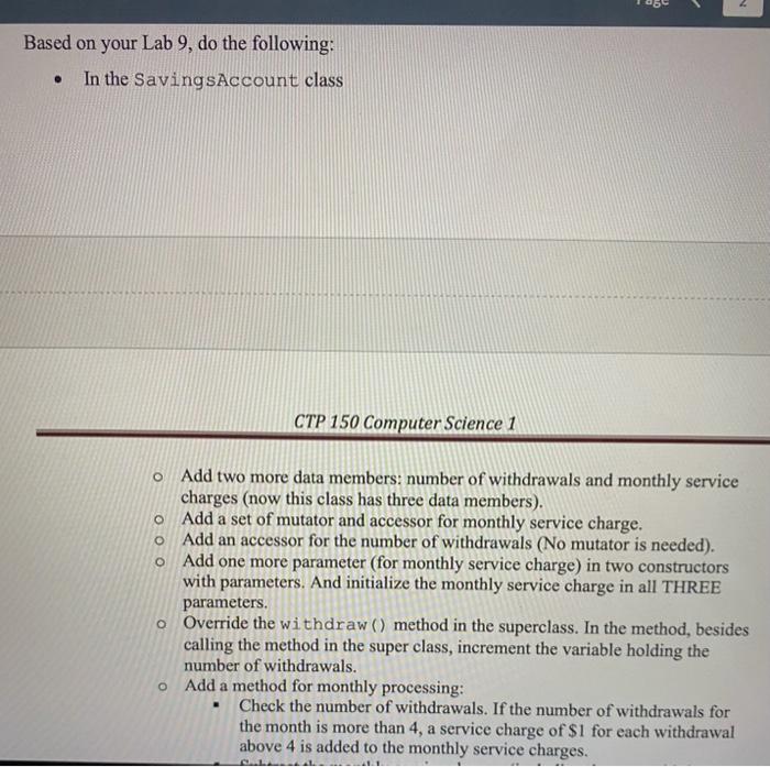 Solved Based on your Lab 9, do the following: - In the | Chegg.com