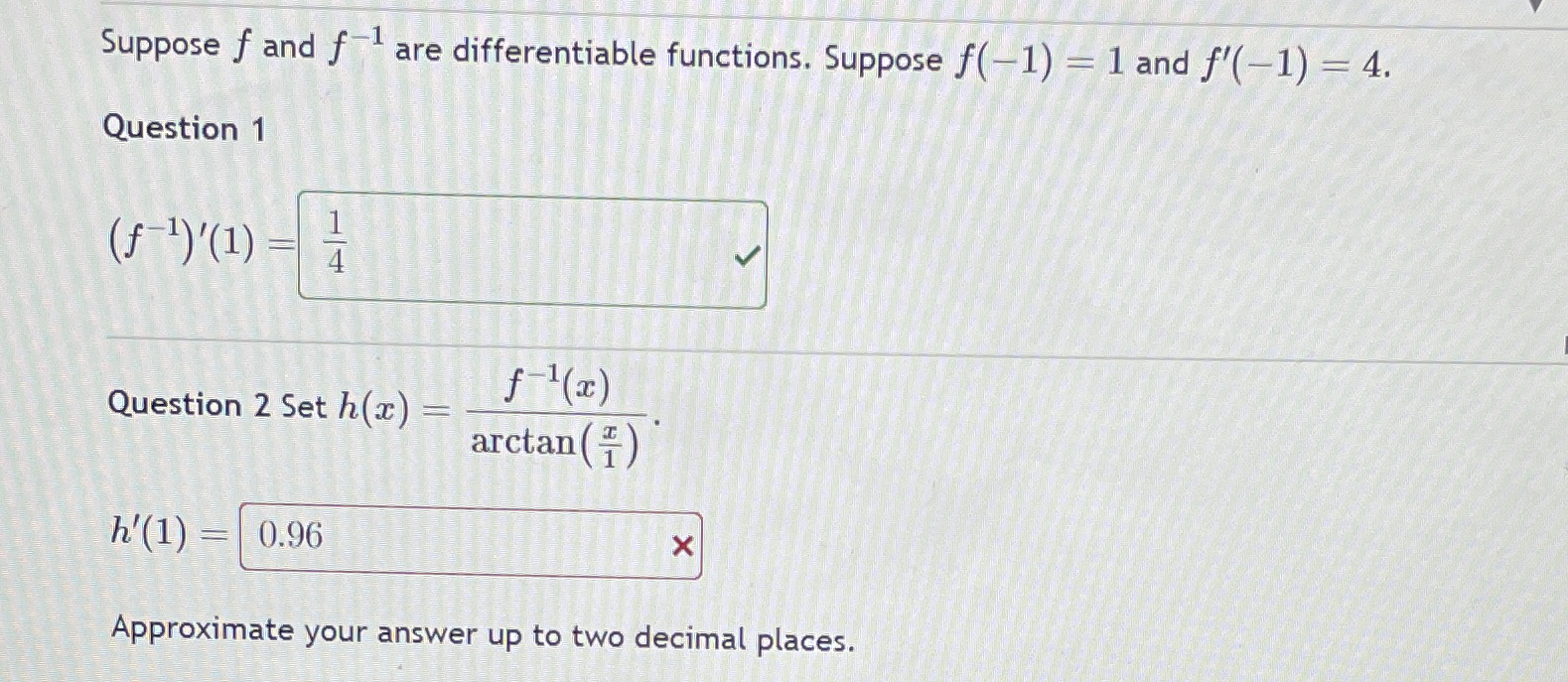 Solved Suppose f ﻿and f-1 ﻿are differentiable functions. | Chegg.com