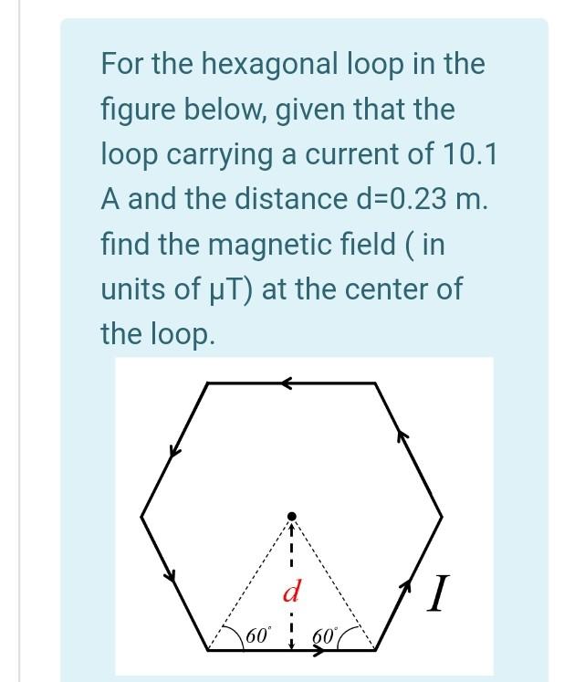 Solved For the hexagonal loop in the figure below, given | Chegg.com
