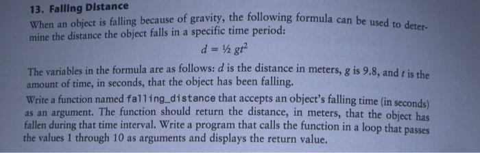 Solved 13. Falling Distance When an object is falling | Chegg.com