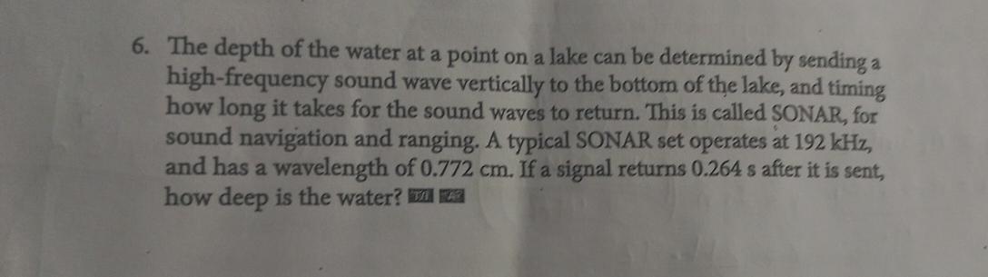 Solved The depth of the water at a point on a lake can be | Chegg.com